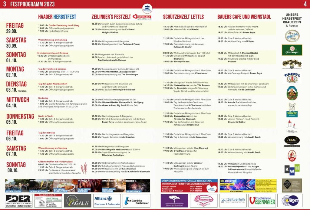 Programm 2023 – Haager Herbstfest